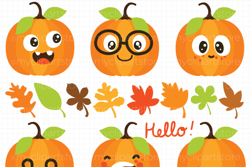 Cute Pumpkins / Fall / Autumn Vector Clipart By MyClipArtStore ...