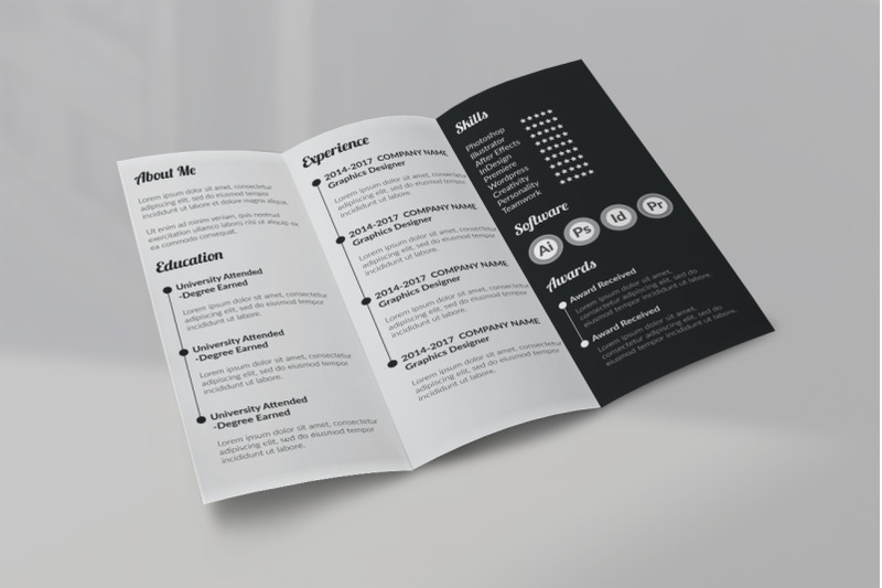 Trifold Resume Brochure By David Go Graphics TheHungryJPEG