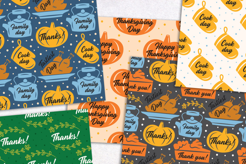 Autumn, Thanksgiving Day. Digital seamless patterns. By Fox Biz ...