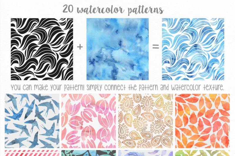 20 Watercolor DIY Patterns By Mellow Design Lab | TheHungryJPEG.com