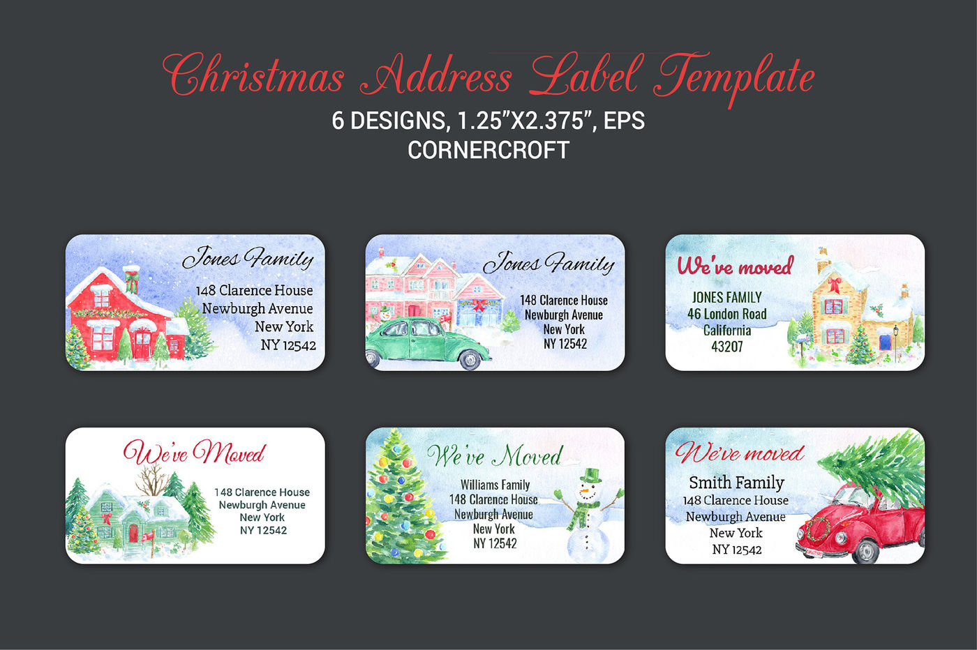 Christmas Address Label Template By Cornercroft TheHungryJPEG