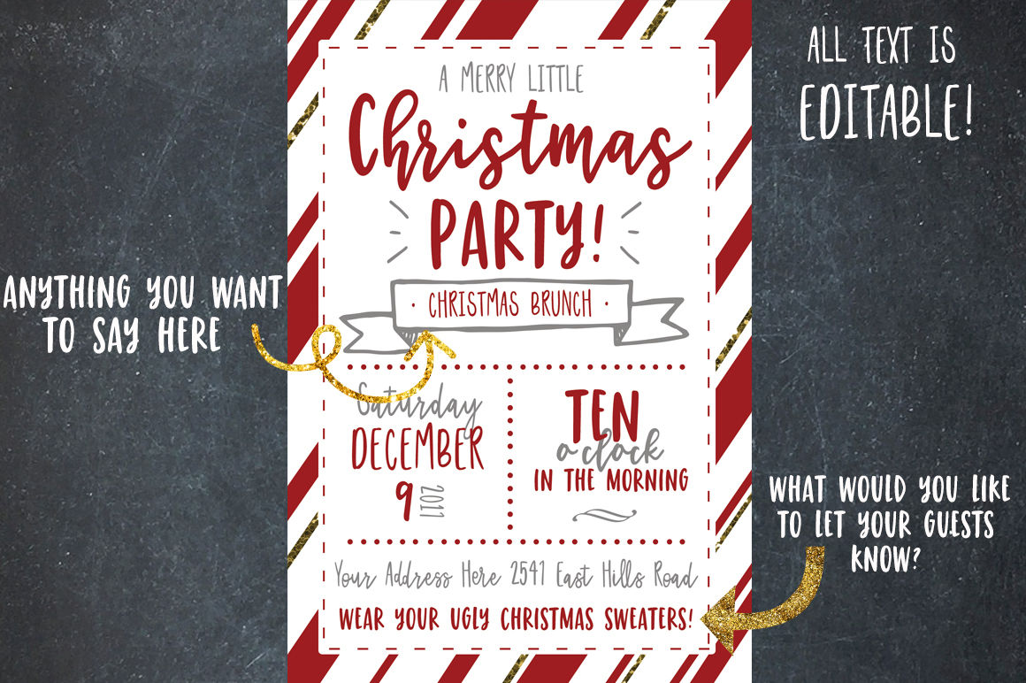 Christmas Party Invitation Template By Dansie Design TheHungryJPEG