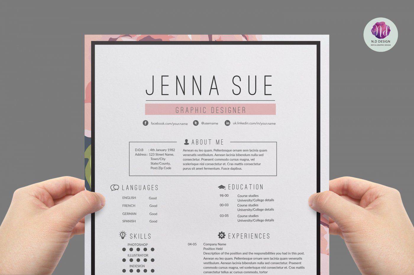 Floral CV Template By Chic Templates TheHungryJPEG