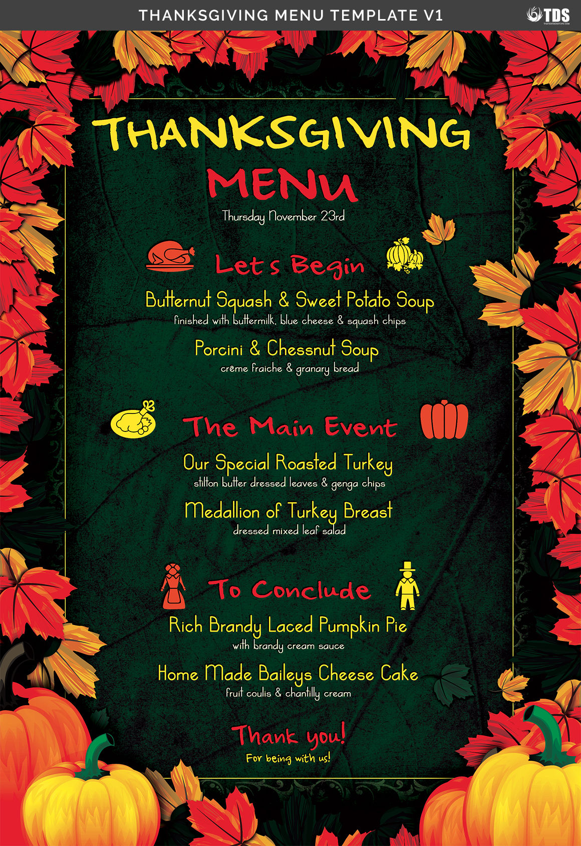 Thanksgiving Menu Template V1 By Thats Design Store TheHungryJPEG