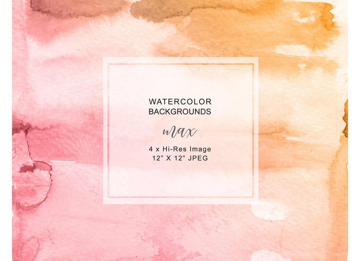 Hand Painted Watercolor Pink Purple Orange Washes Background Set By ...