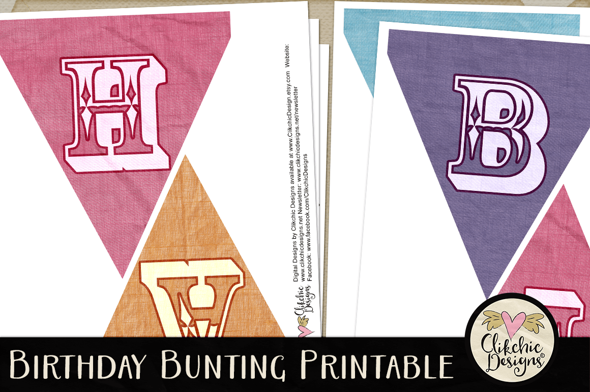 Happy Birthday Bunting Printable By Clikchic Designs TheHungryJPEG