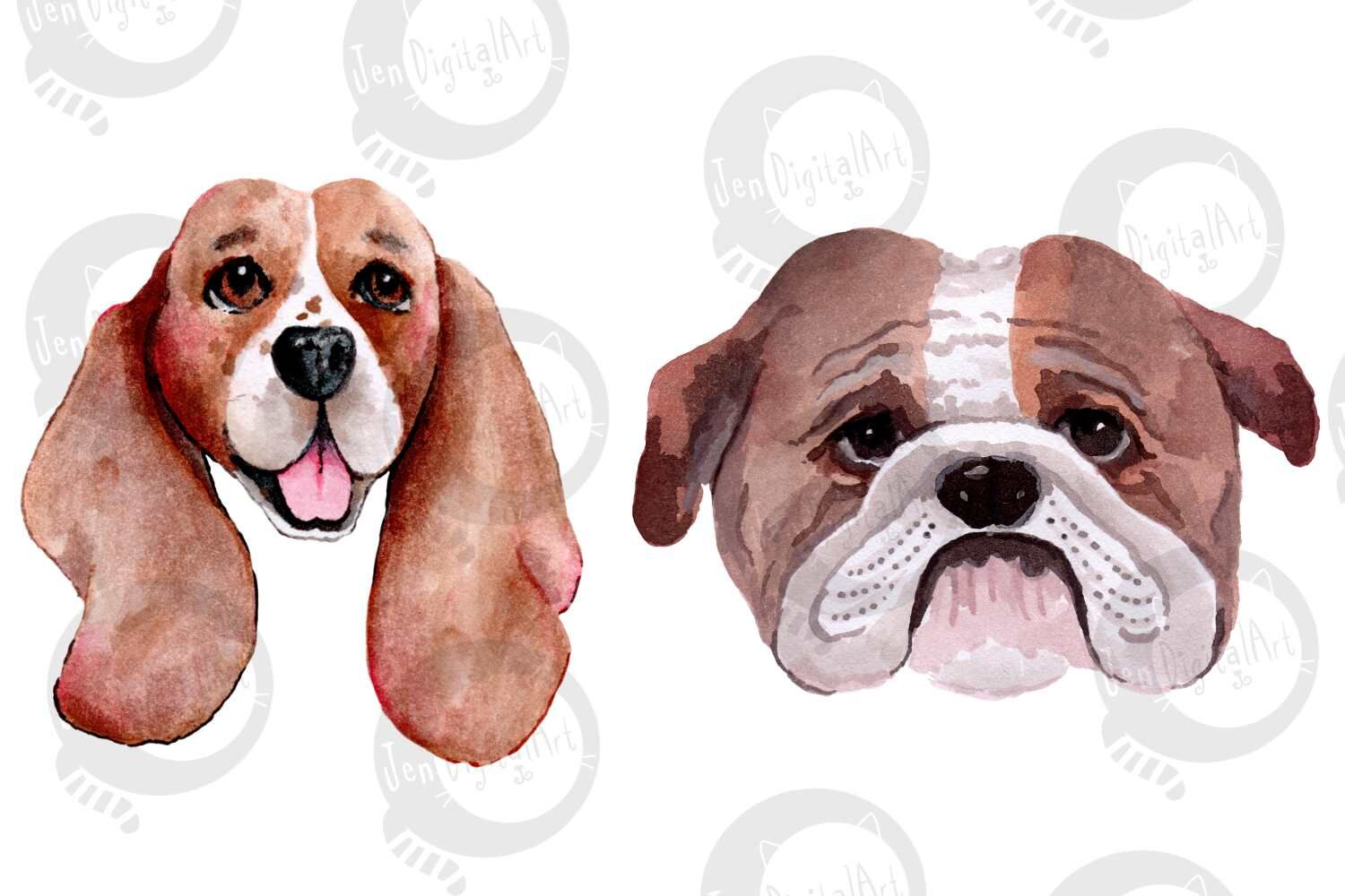 Hand Painted Watercolor Dogs | Clip Art | PNG/JPEG By JenDigitalArt ...