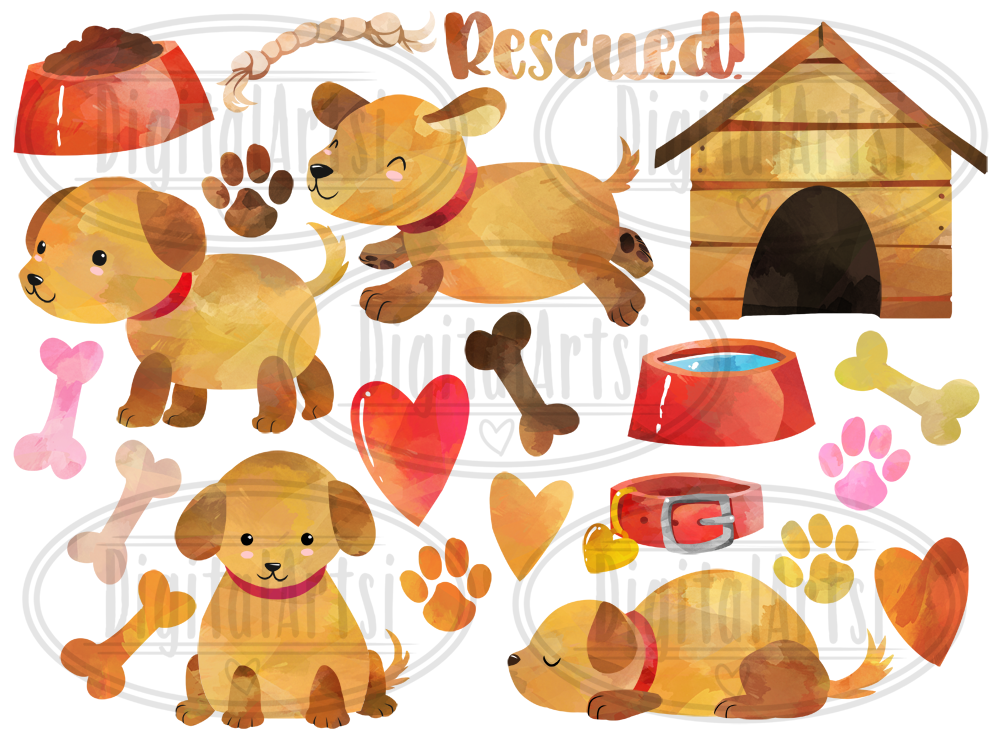 Watercolor Puppies Clipart By Digitalartsi | TheHungryJPEG