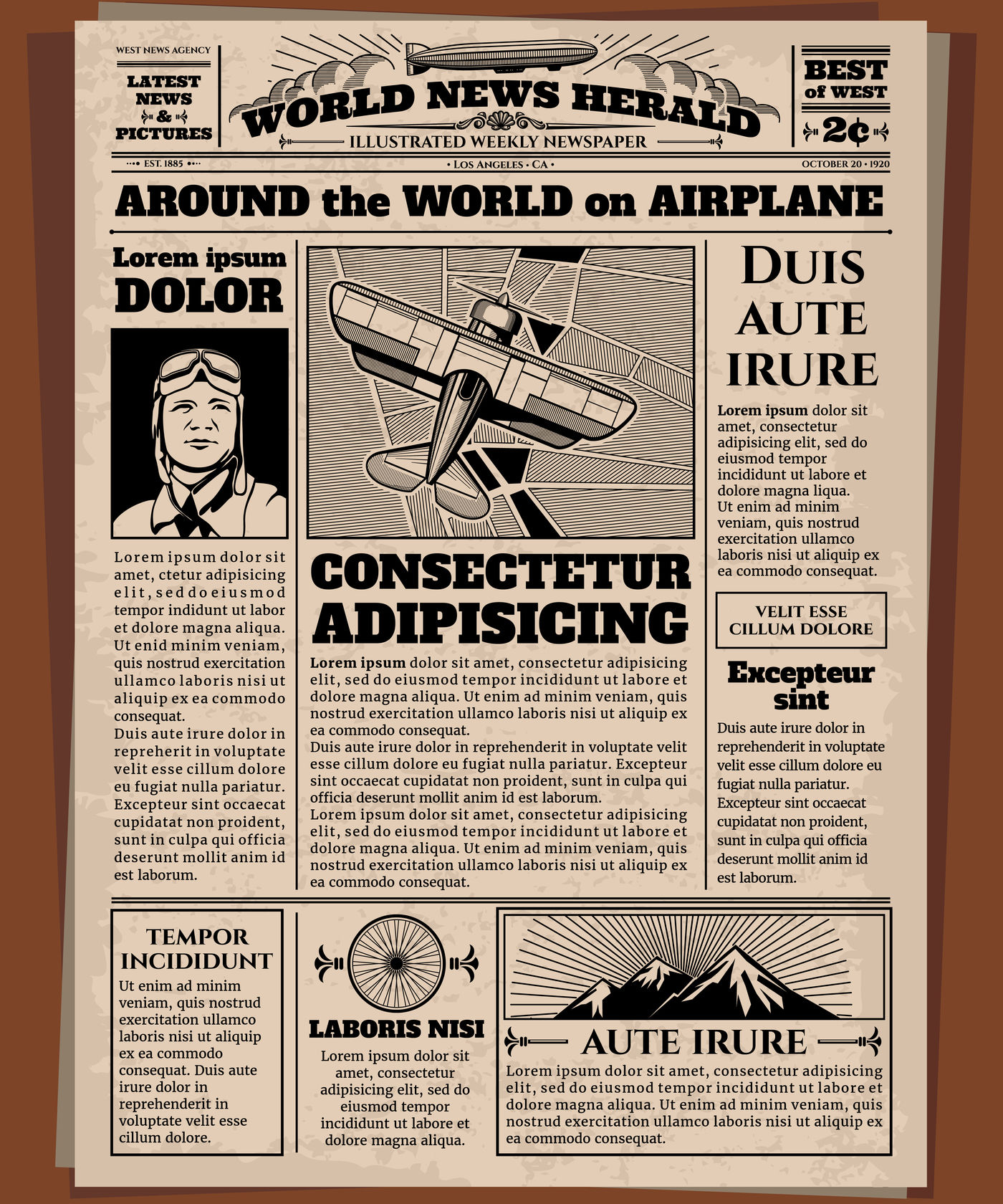 Old Newspaper Vintage Newsprint Vector Template By Microvector 