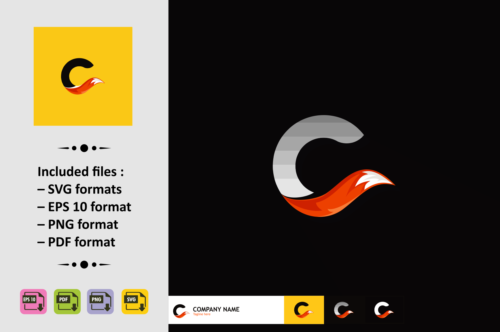 Letter C Logo Design With Fox Tail Vector By Ahsancomp Studio 