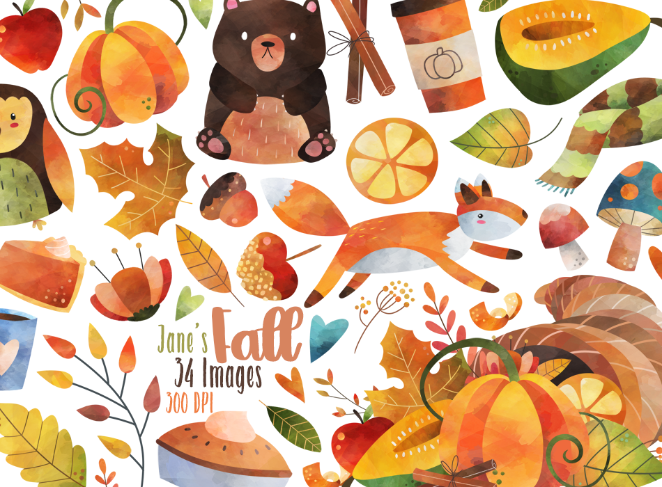 Watercolor Fall Clipart By Digitalartsi | TheHungryJPEG