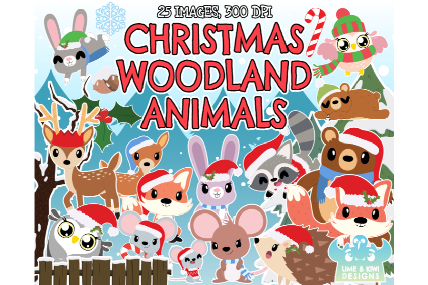 Christmas Woodland Animals Clipart - Lime and Kiwi Designs By Lime and ...