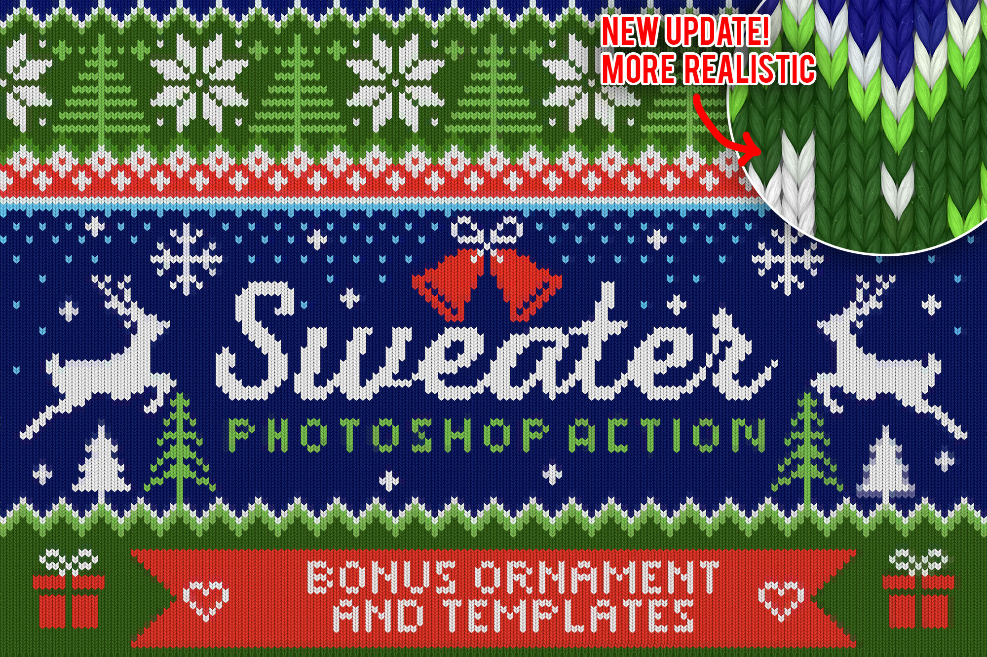 Knitted Ugly Christmas Sweater Photoshop Action NEW UPDATE By 
