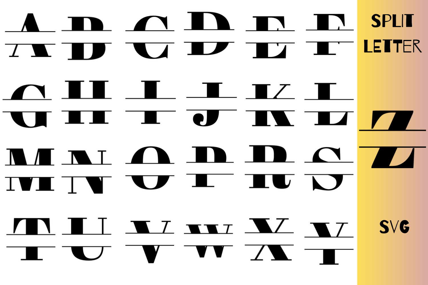 Split Letter SVG A Z For Cricut Complete Alphabet Split Letter SVG Ins 