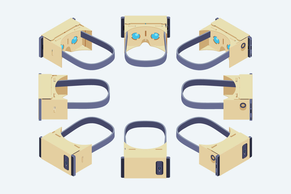 Isometric Cardboard VR Headset By Graphic Warehouse TheHungryJPEG