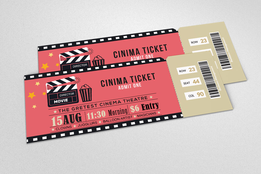 Cinema Movie Ticket Template By Designhub TheHungryJPEG