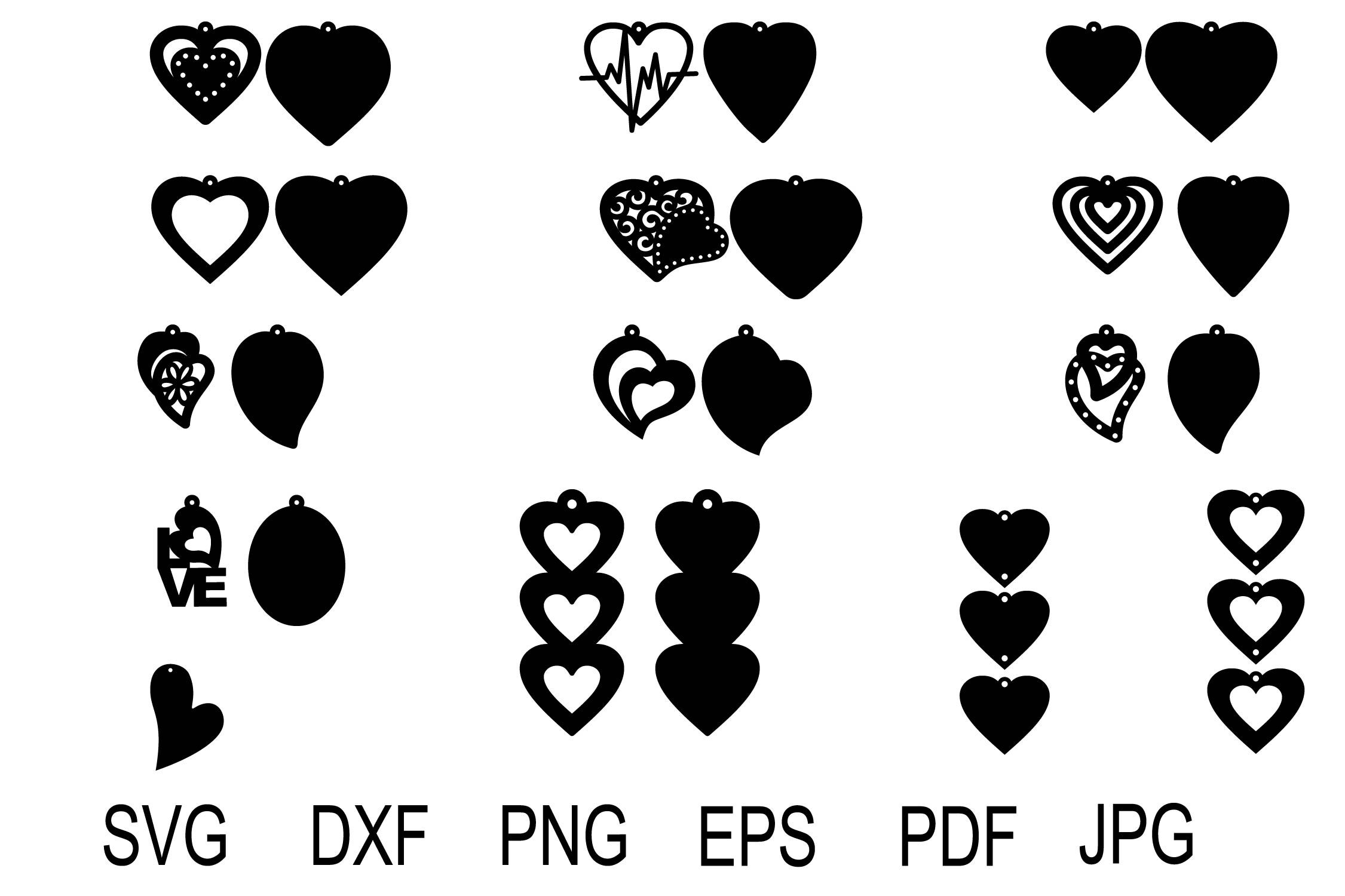 Heart Earring SVG Valentine Earrings Earrings Svg Earrings Template 