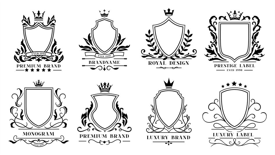 Royal Shields Badges Vintage Ornamental Frames Decorative Royal Swir