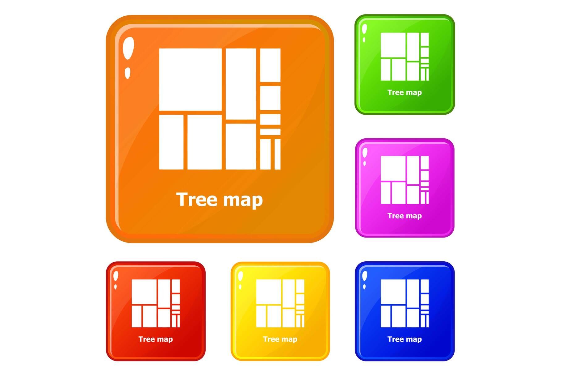 Tree map icons set vector color By Ylivdesign | TheHungryJPEG.com