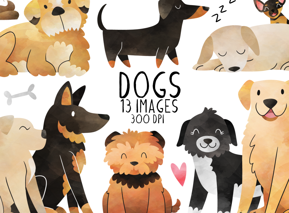 Watercolor Dogs Clipart By Digitalartsi | TheHungryJPEG.com