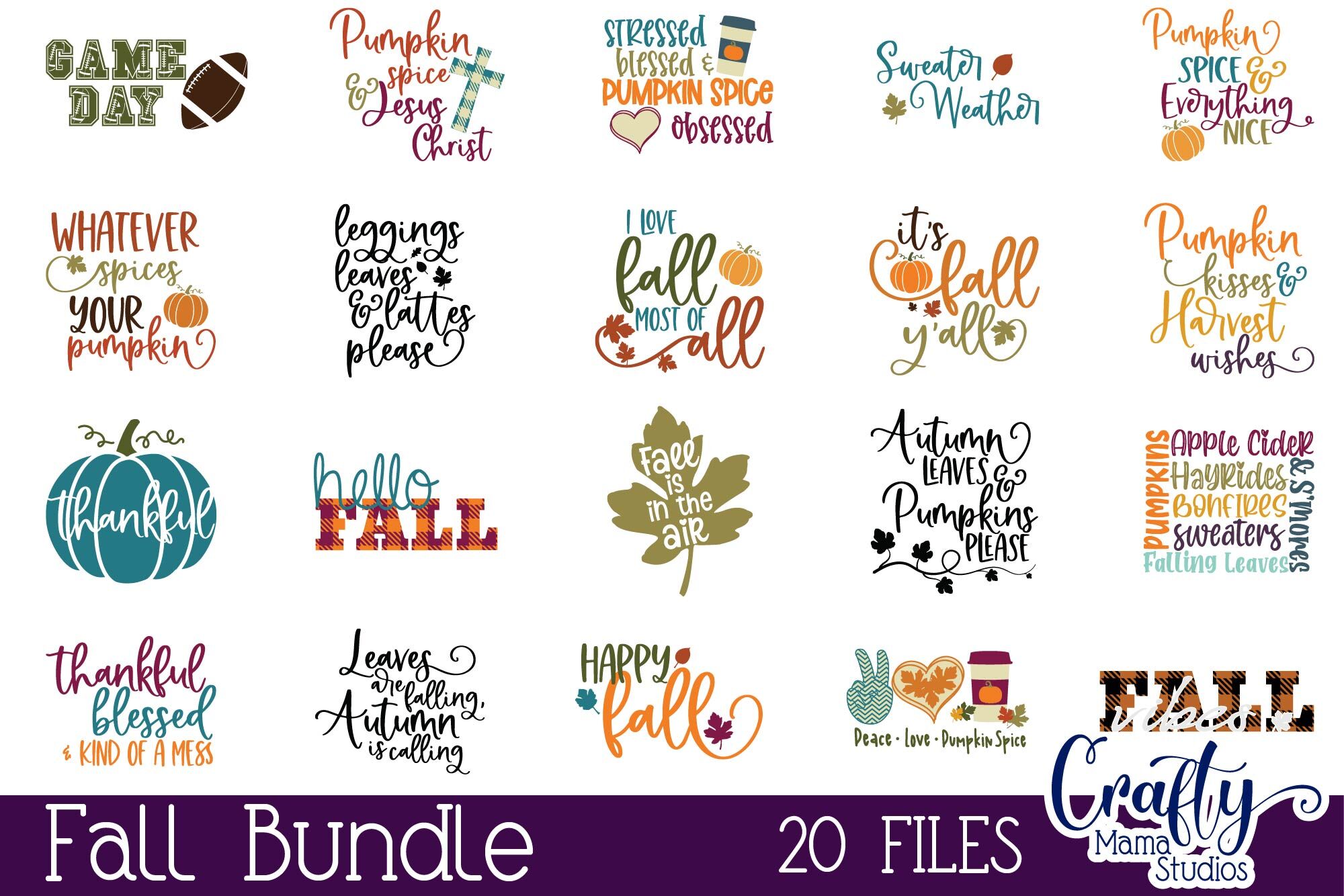 Fall Svg Bundle, Autumn Cut File, Pumpkin Spice Bundle Svg By Crafty