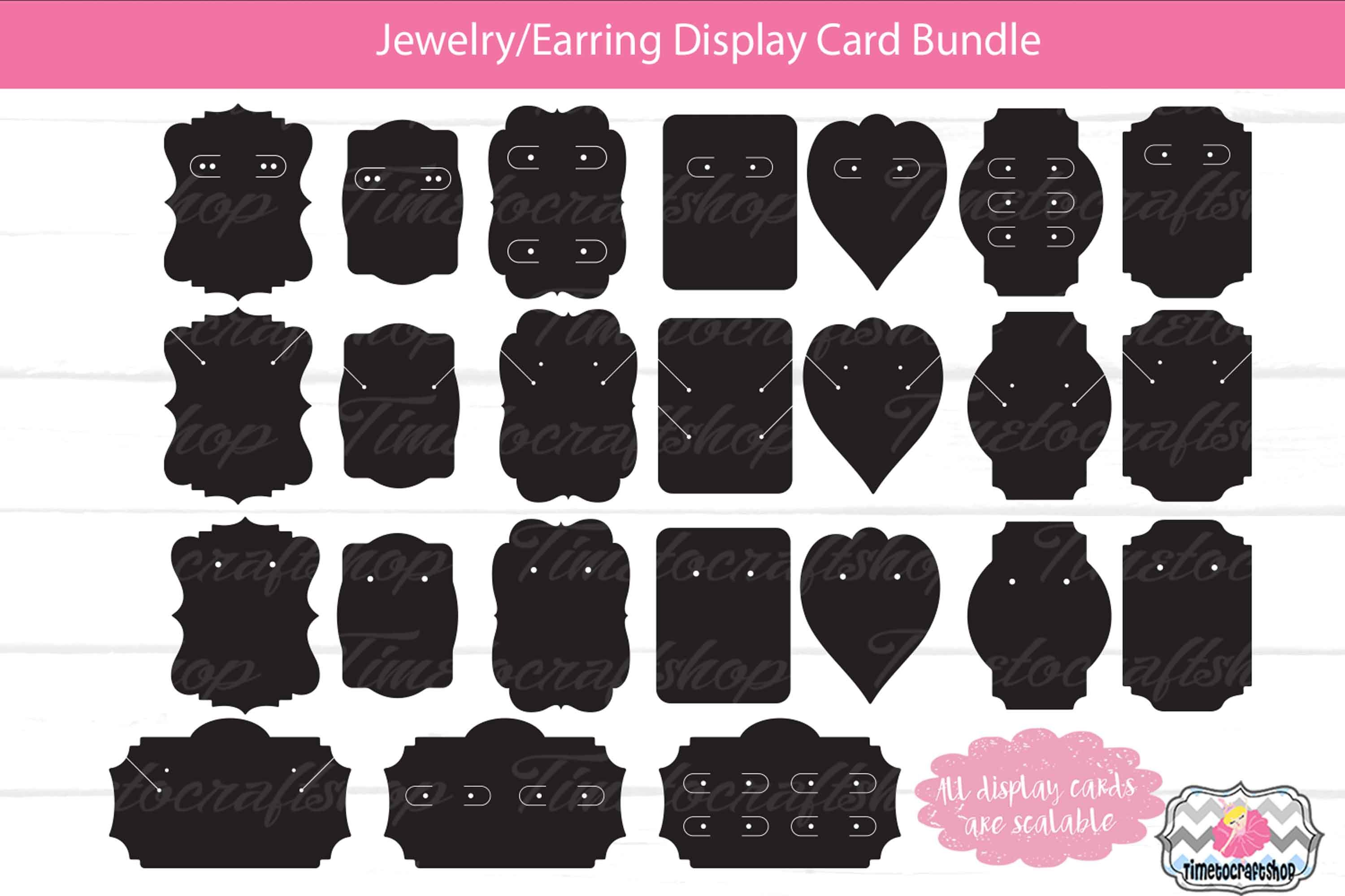 Jewelry Cards Template Bundle SVG Earring Display Card SVG necklace By 