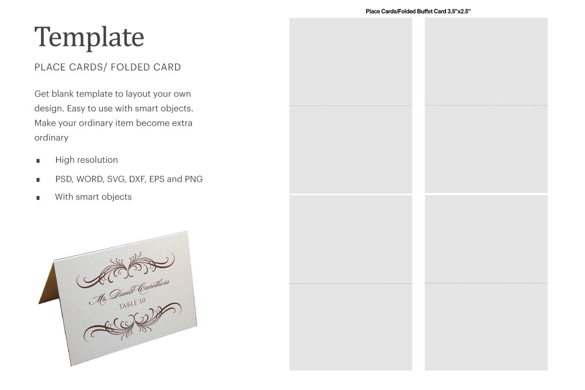 Place Card Folded 3 5 x2 5 Blank Template By Ariodsgn TheHungryJPEG