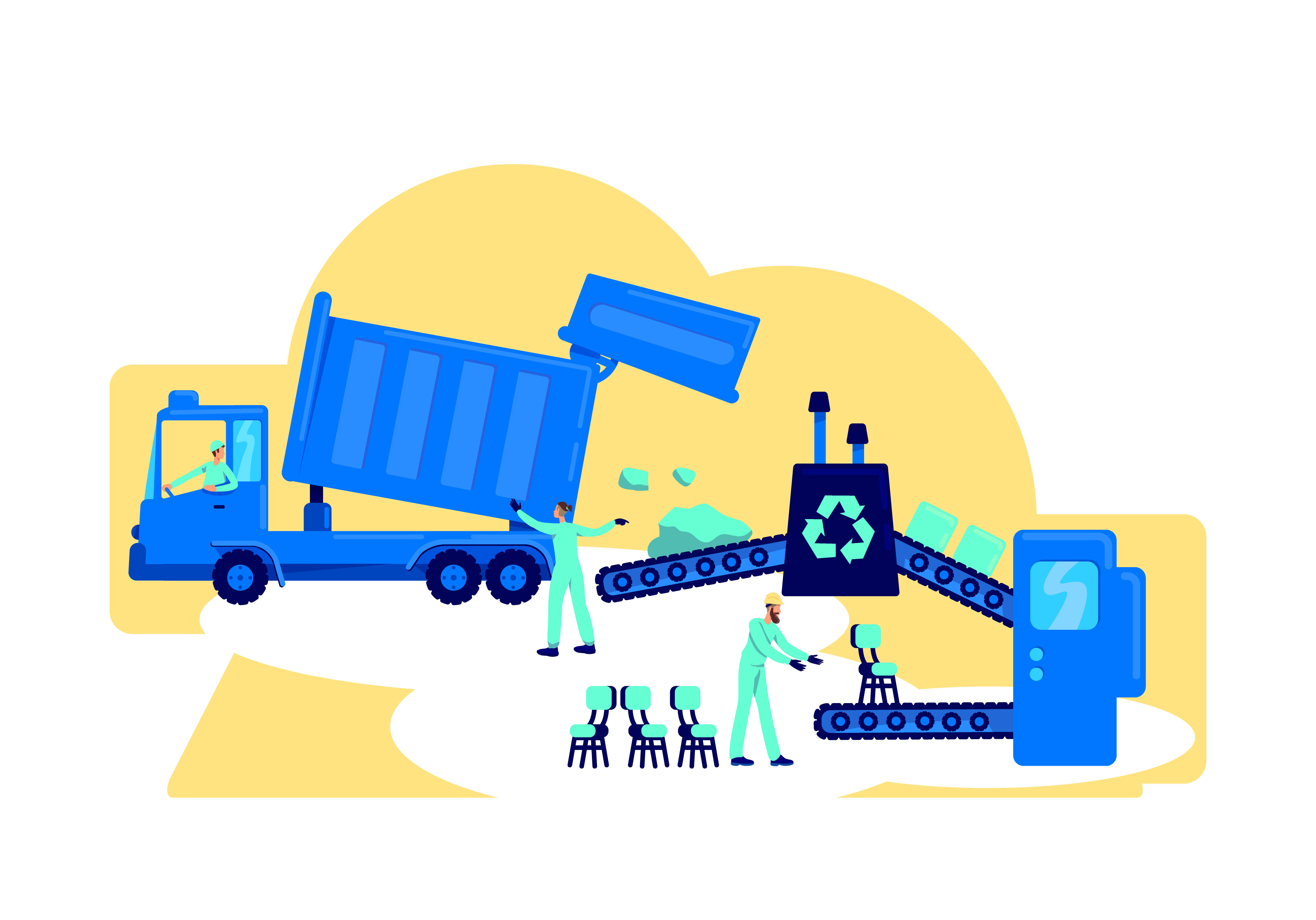 Waste processing flat concept vector illustration By ntl-studio ... Waste processing flat concept vector illustration By ntl-studio ...