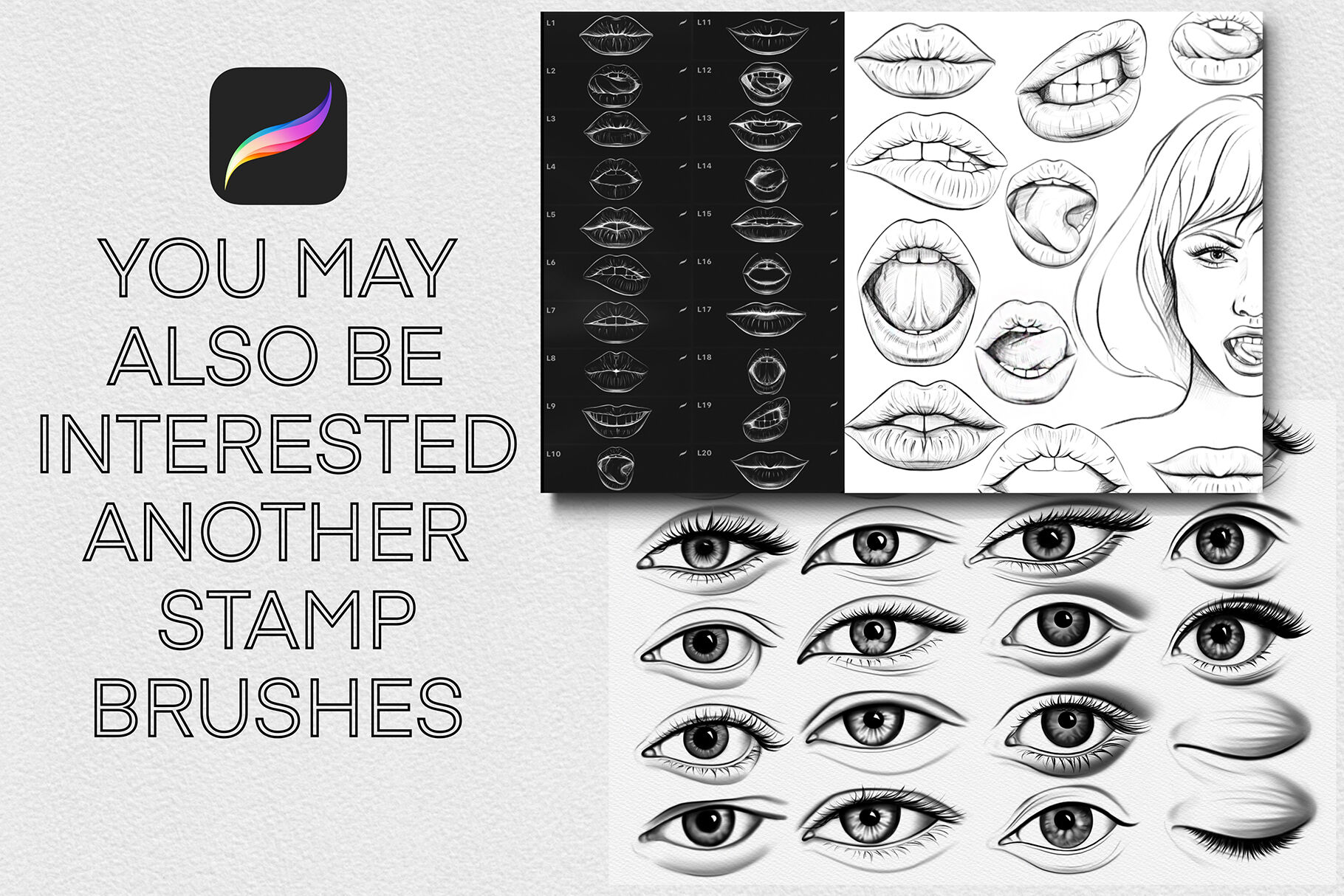 60 Procreate Lips Stamp Brushes By Smotrivnebo 