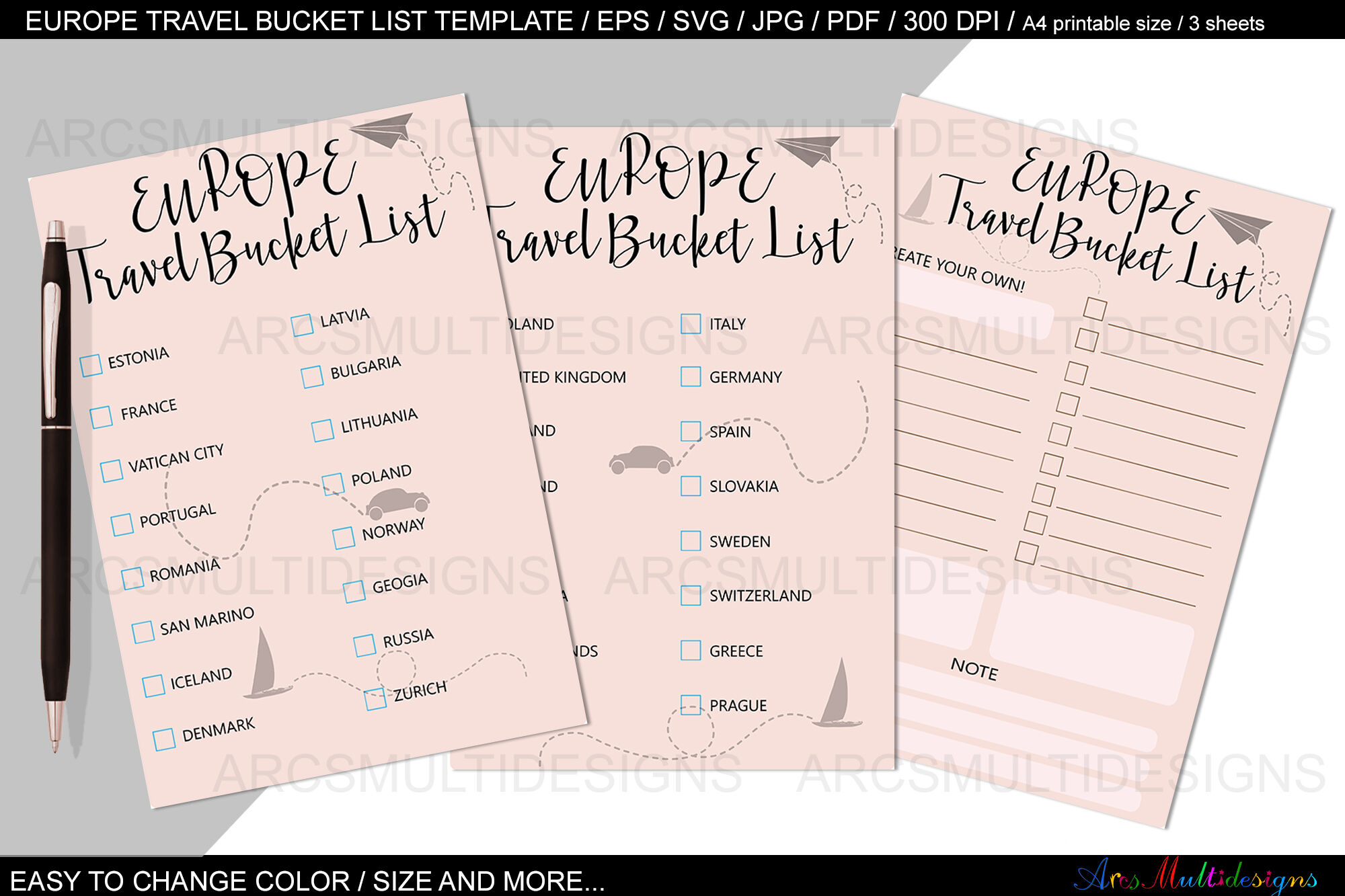 European Travel Bucket List Template By ArcsMultidesignsShop TheHungryJPEG