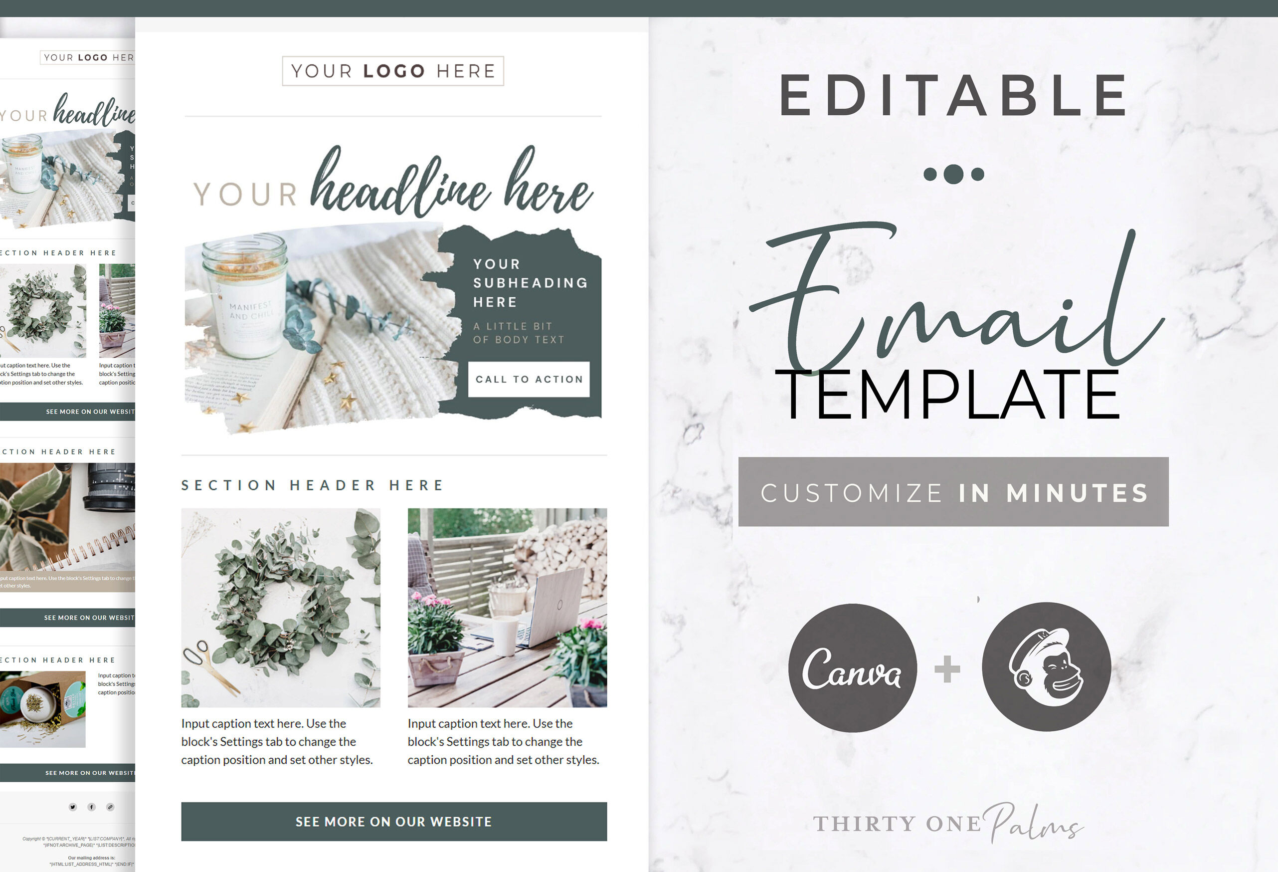 Canva Mailchimp Template Rustic By Thirty One Palms Studio 