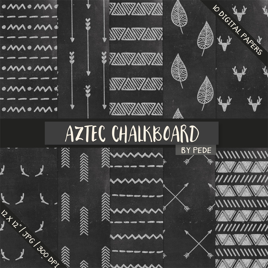 Chalkboard digital paper pack By PeDeDesigns | TheHungryJPEG