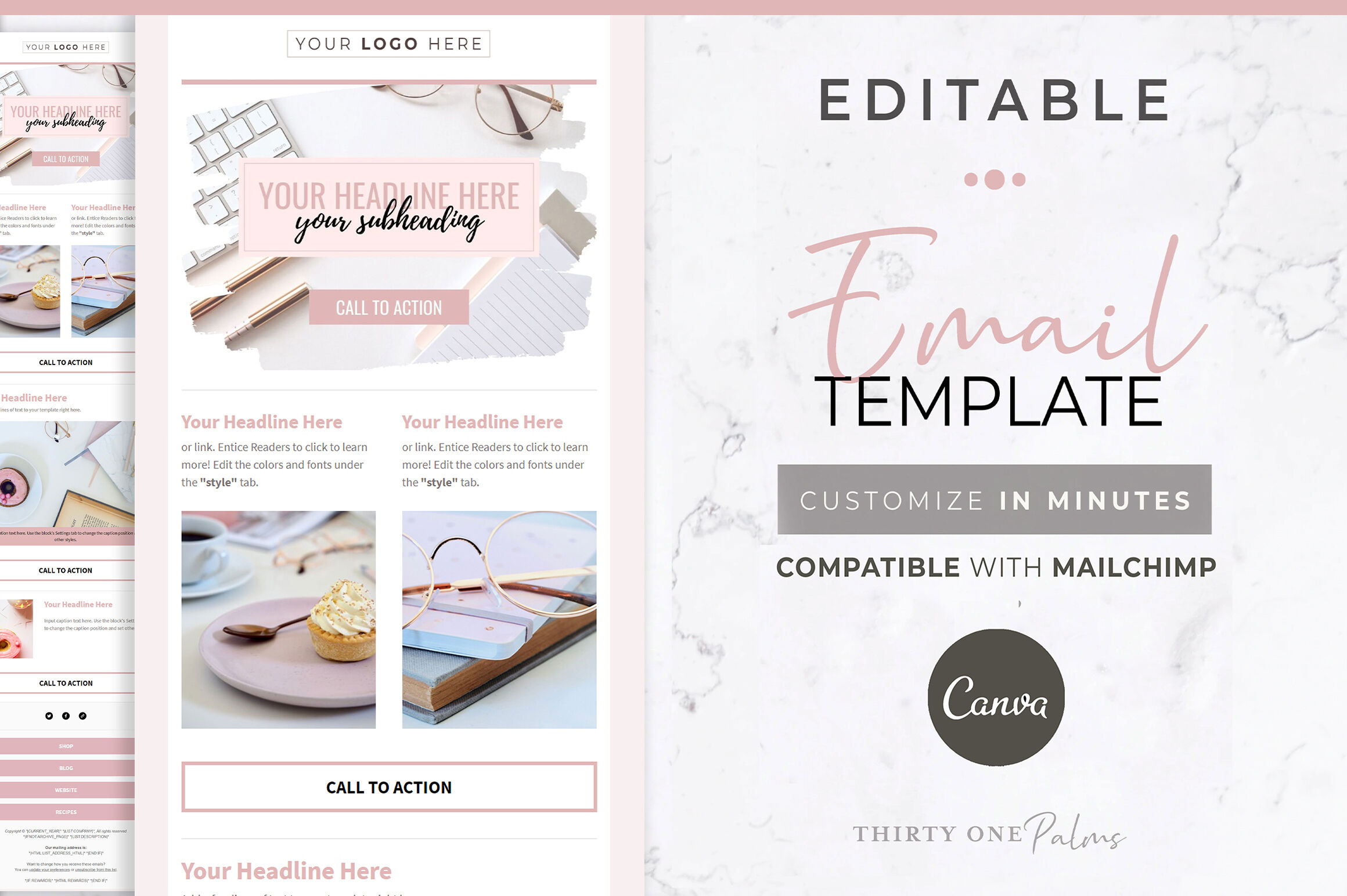 Canva Mailchimp Template Blush By Thirty One Palms Studio 