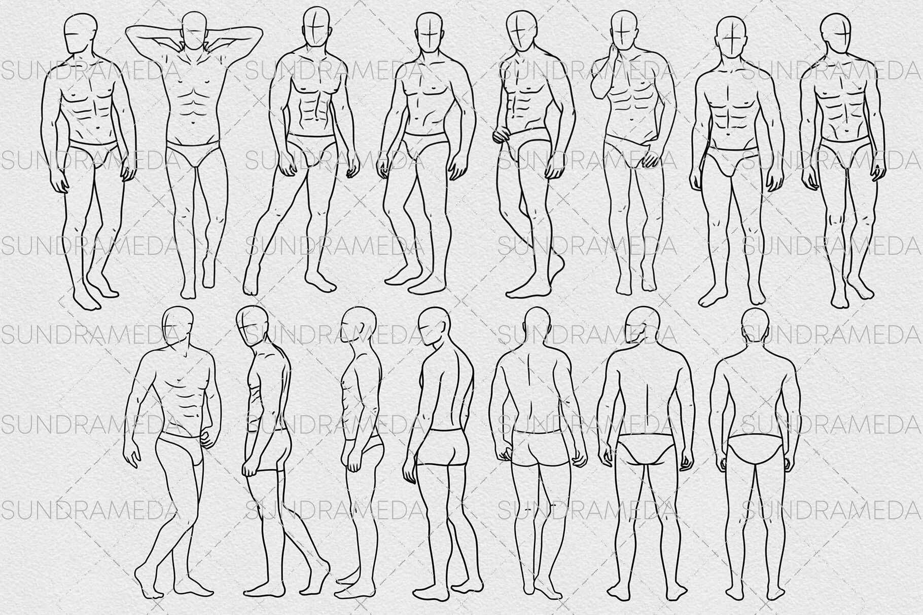 Male Body Poses Brushes For Procreate Muscle Figure Brushes For 