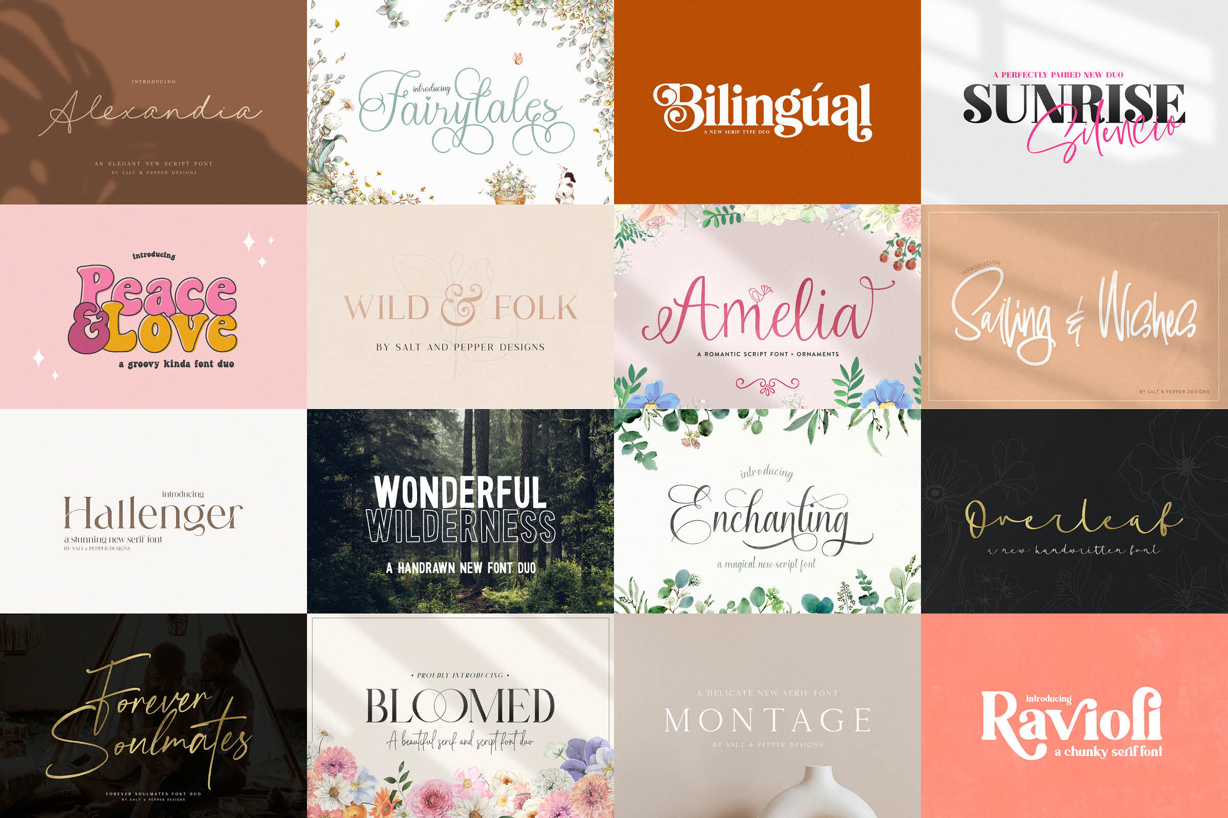 The HUGE Font Bundle 250 Fonts By Salt Pepper Designs TheHungryJPEG