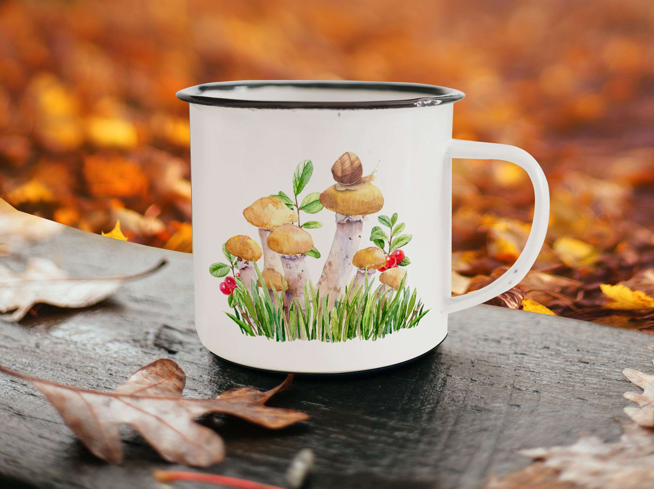 Fall woodland watercolor clipart, forest mushrooms png By ...
