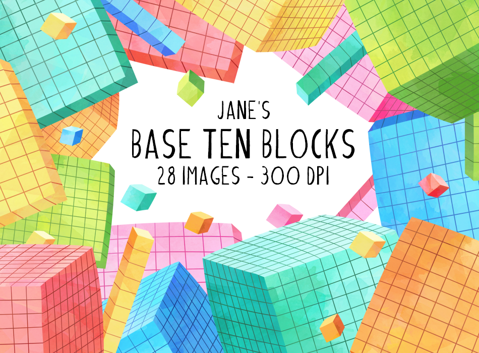 Watercolor Base Ten Blocks Clipart By Digitalartsi | TheHungryJPEG