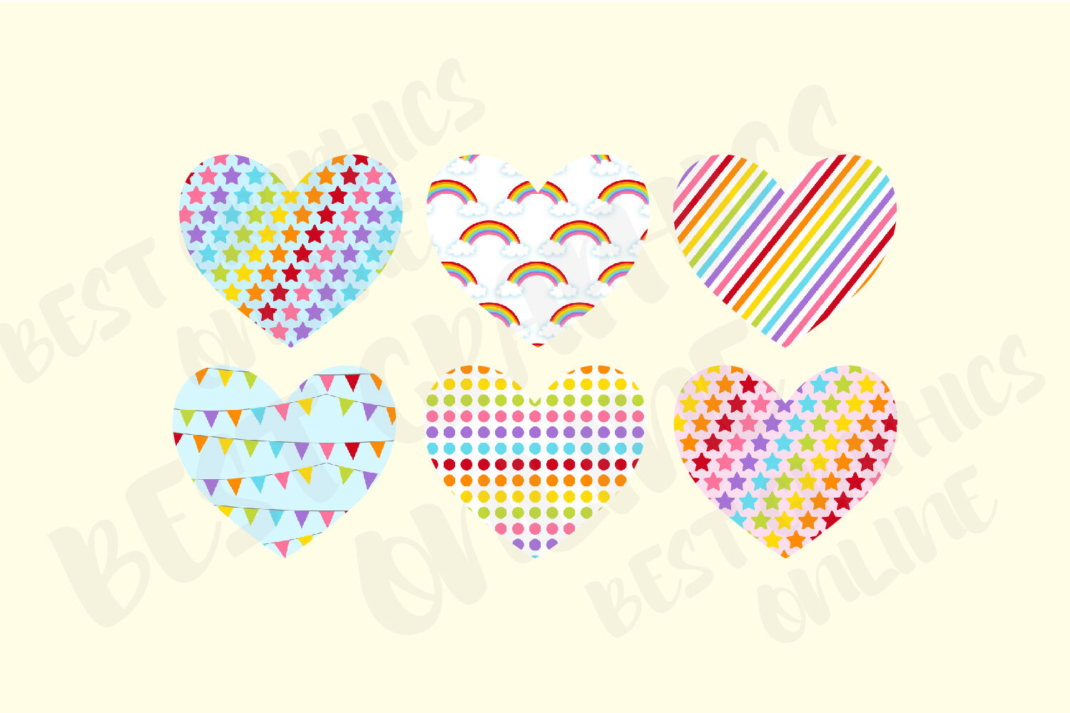 24 Rainbow Hearts Clipart Valentines Day By Best Graphics Online ...