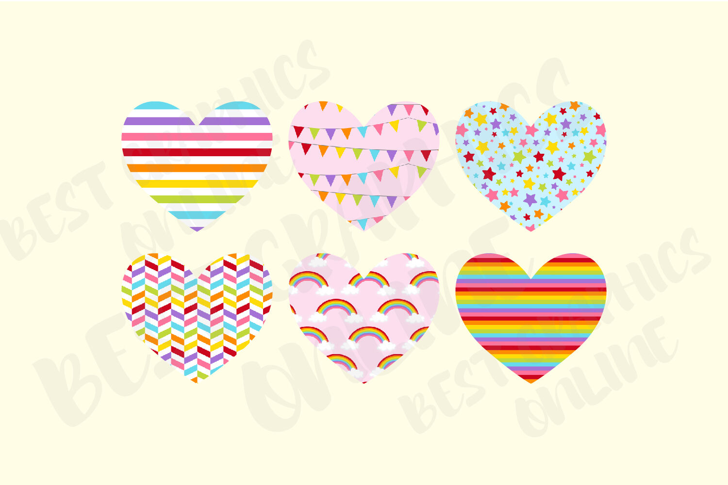 24 Rainbow Hearts Clipart Valentines Day By Best Graphics Online ...