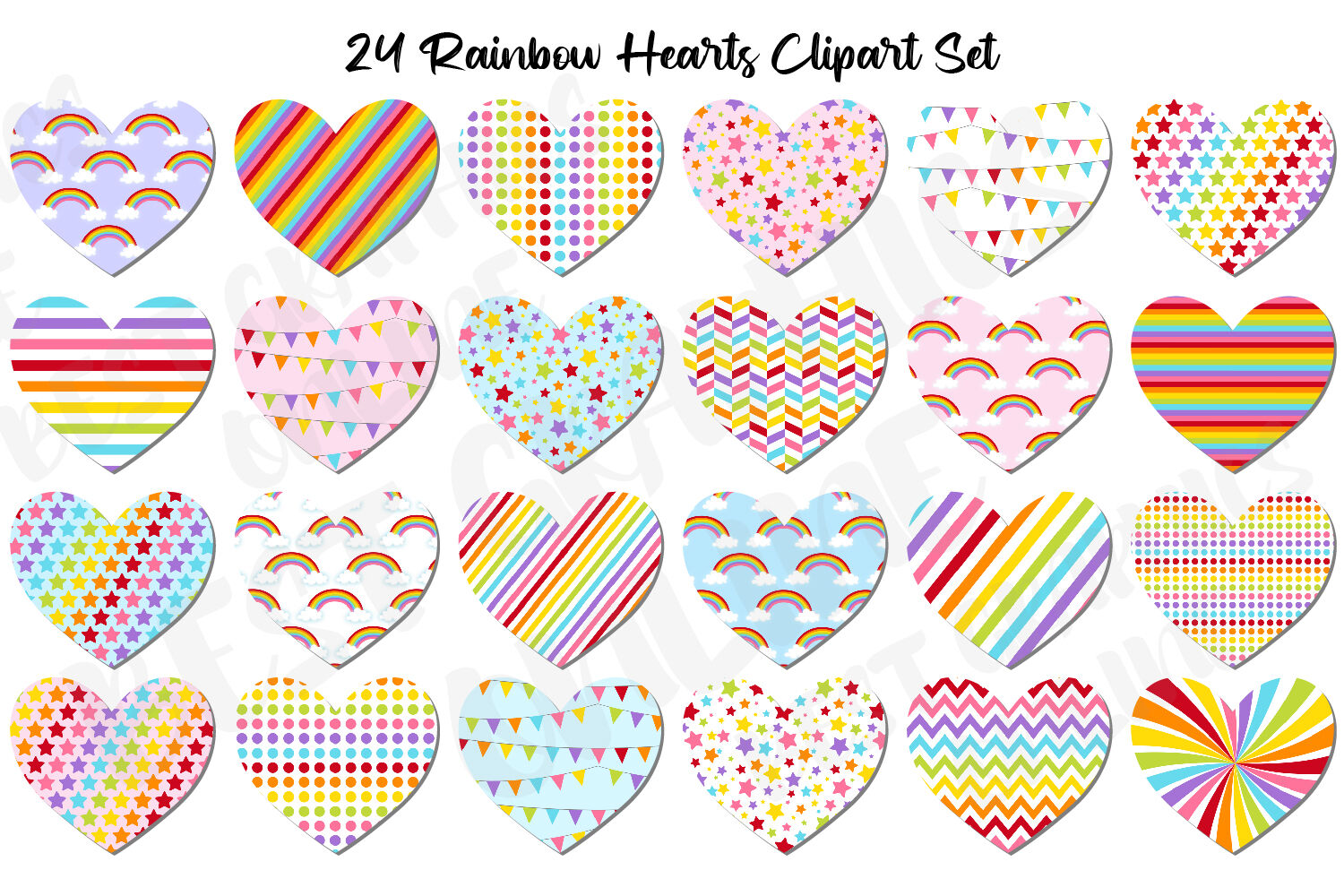 24 Rainbow Hearts Clipart Valentines Day By Best Graphics Online ...