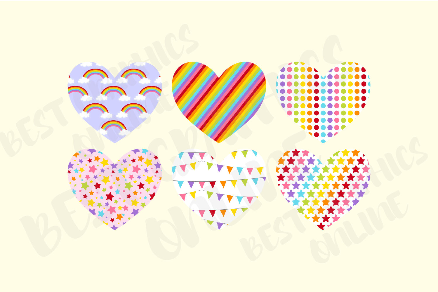 24 Rainbow Hearts Clipart Valentines Day By Best Graphics Online ...