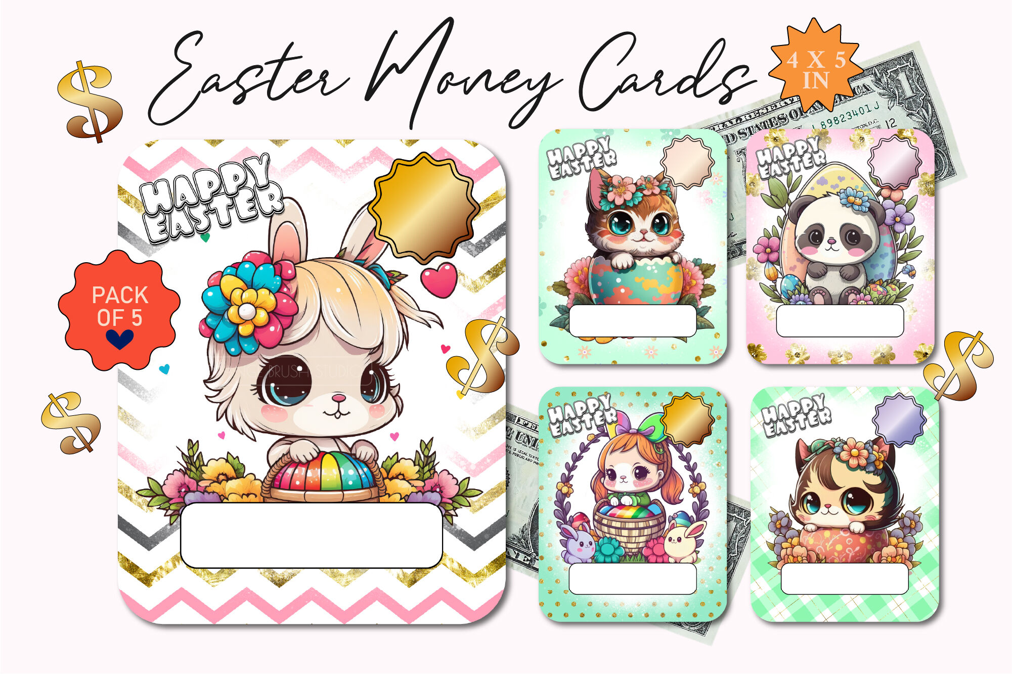 Easter Money Card Printable | Happy Easter Bunny Card Holder By Orange ...