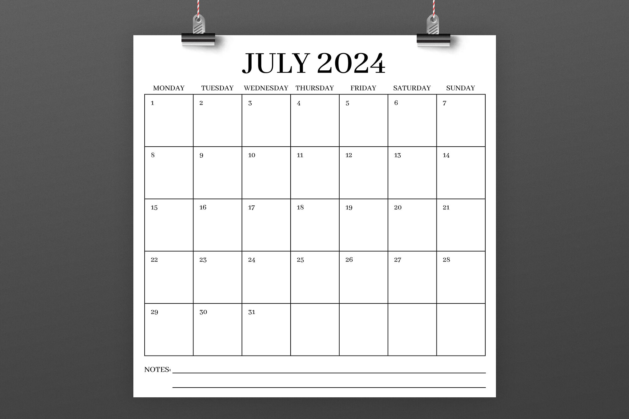 2024 Square Monday To Sunday 12x12 Calendar By Running With Foxes 