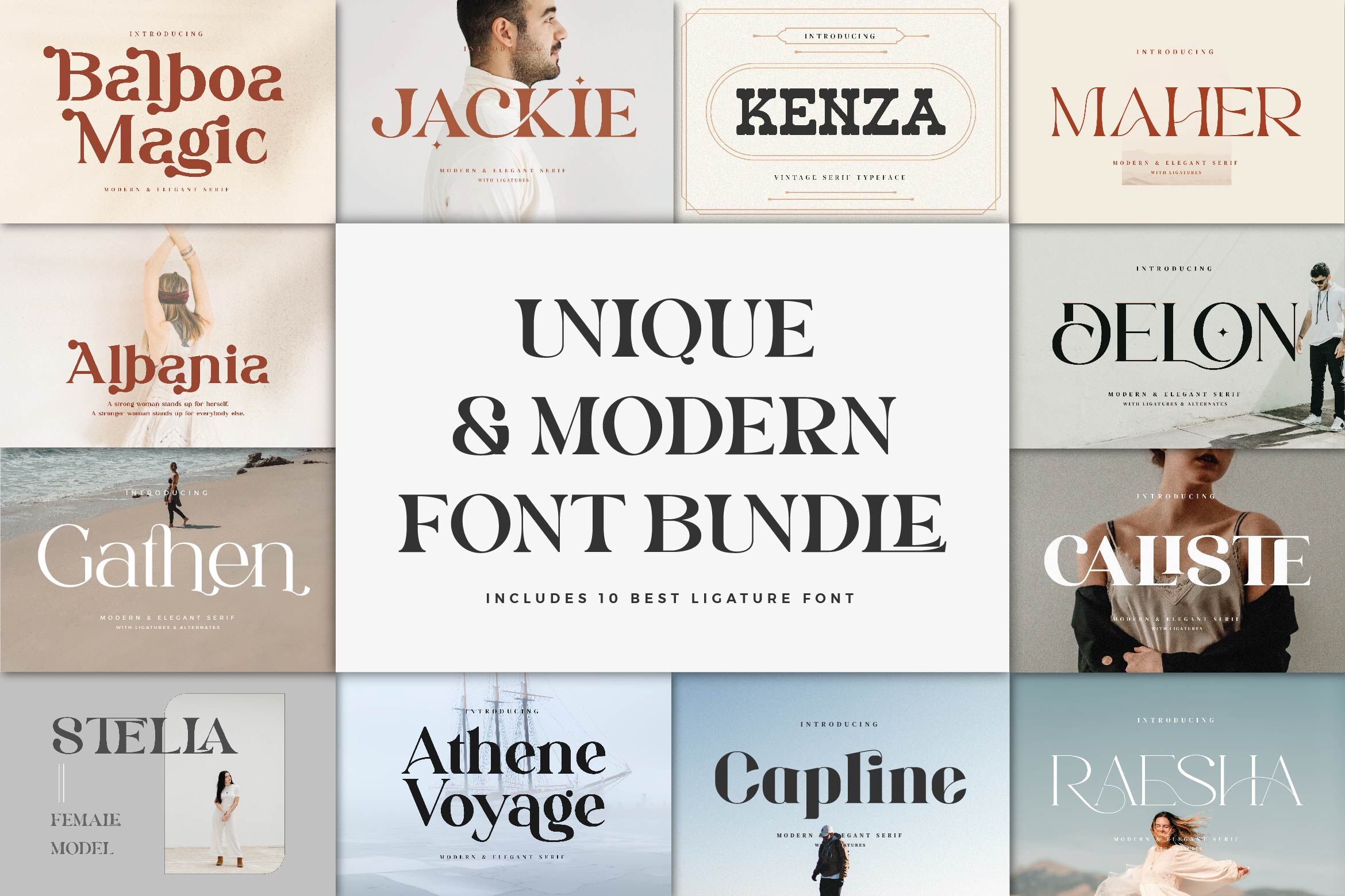 UNIQUE & MODERN FONT BUNDLE By Aqeel_Art | TheHungryJPEG