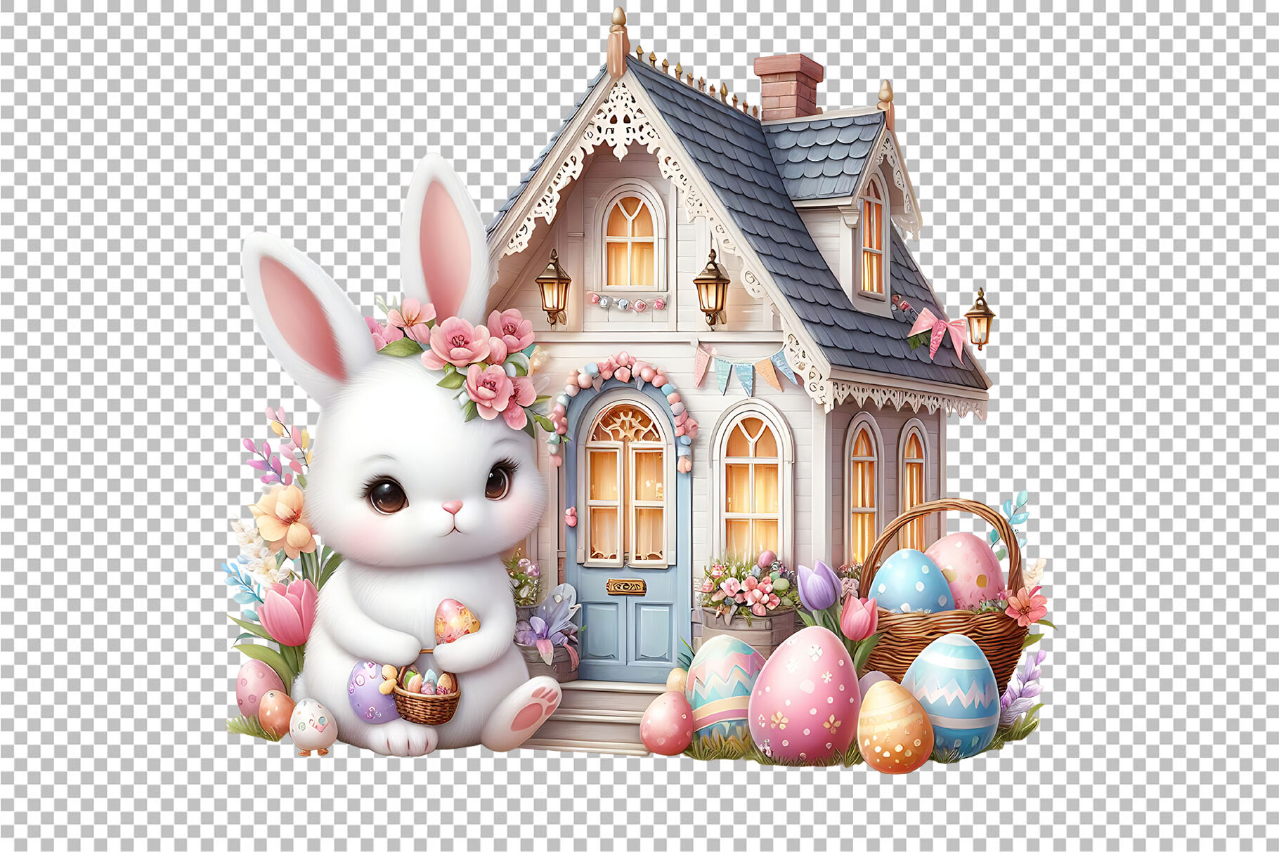 Easter Bunny House Png, Easter Rabbit Little House Bundle By Vasmila ...