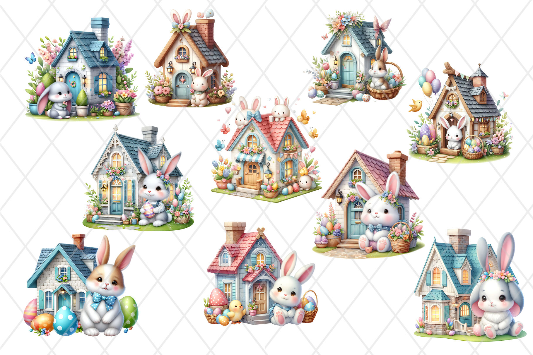 Easter Bunny House Png, Easter Rabbit Little House Bundle By Vasmila ...