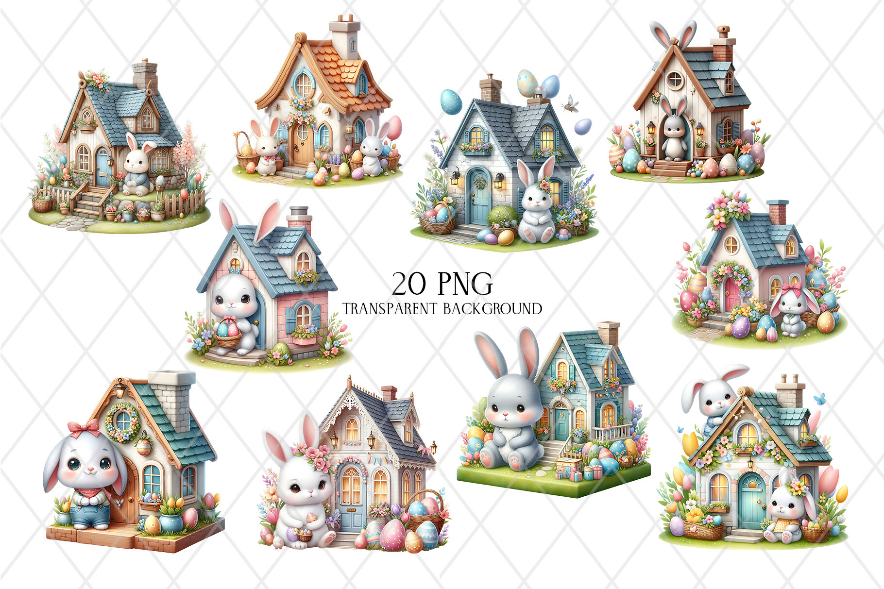 Easter Bunny House Png, Easter Rabbit Little House Bundle By Vasmila ...