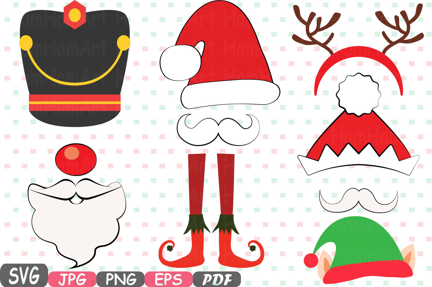 Christmas Props Party Photo Booth Silhouette Costume Cutting Files SVG 