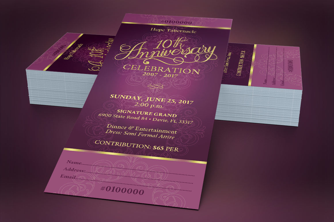 Church Anniversary Banquet Ticket Template By Godserv Designs 