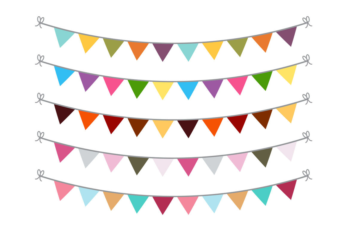 15 Buntings Clipart Bunting Banner Clipart Bunting SVG Bunting Flag 
